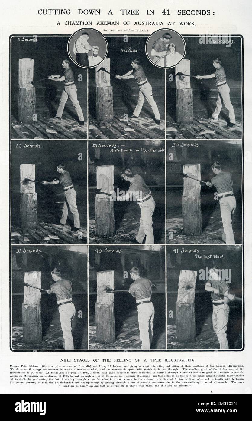 Champion Australian axemen at the London Hippodrome Stock Photo - Alamy