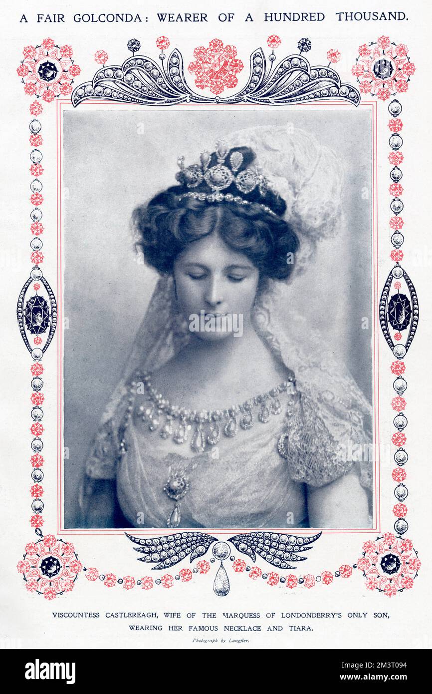 Viscountess Castlereagh in her famous necklace & tiara Stock Photo - Alamy