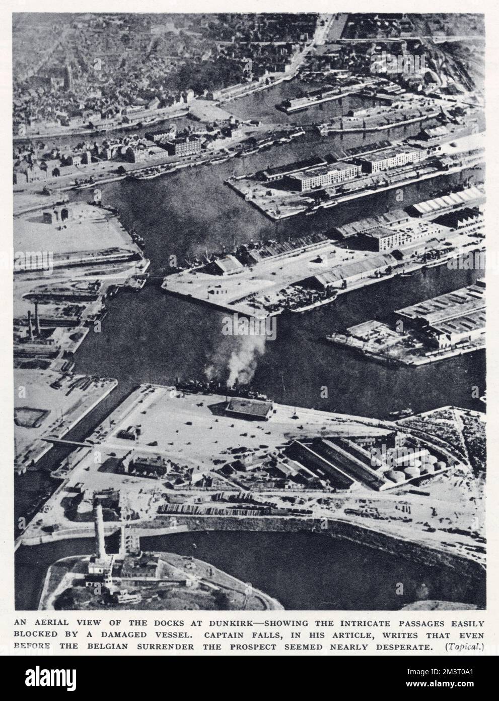 Aerial view of Dunkirk docks, on the northern French coast, before the ...