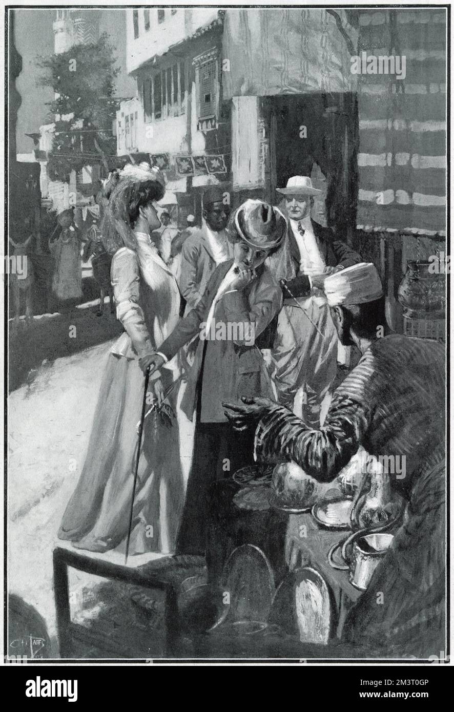 British travellers in a Cairo bazaar Stock Photo - Alamy