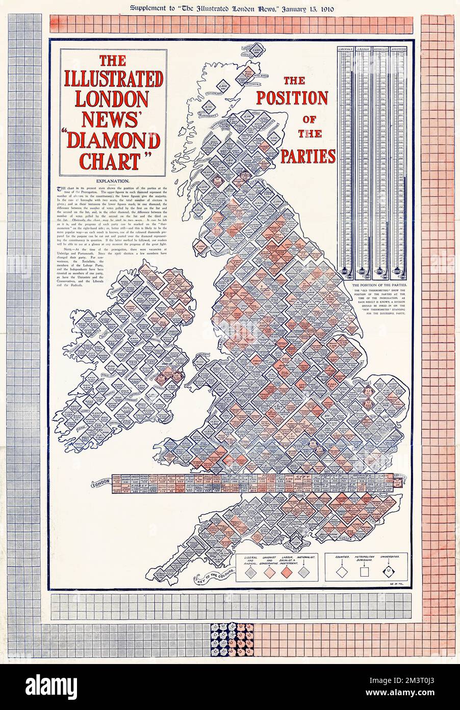 The Illustrated London News - Diamond Chart Election Map: 'The Position ...
