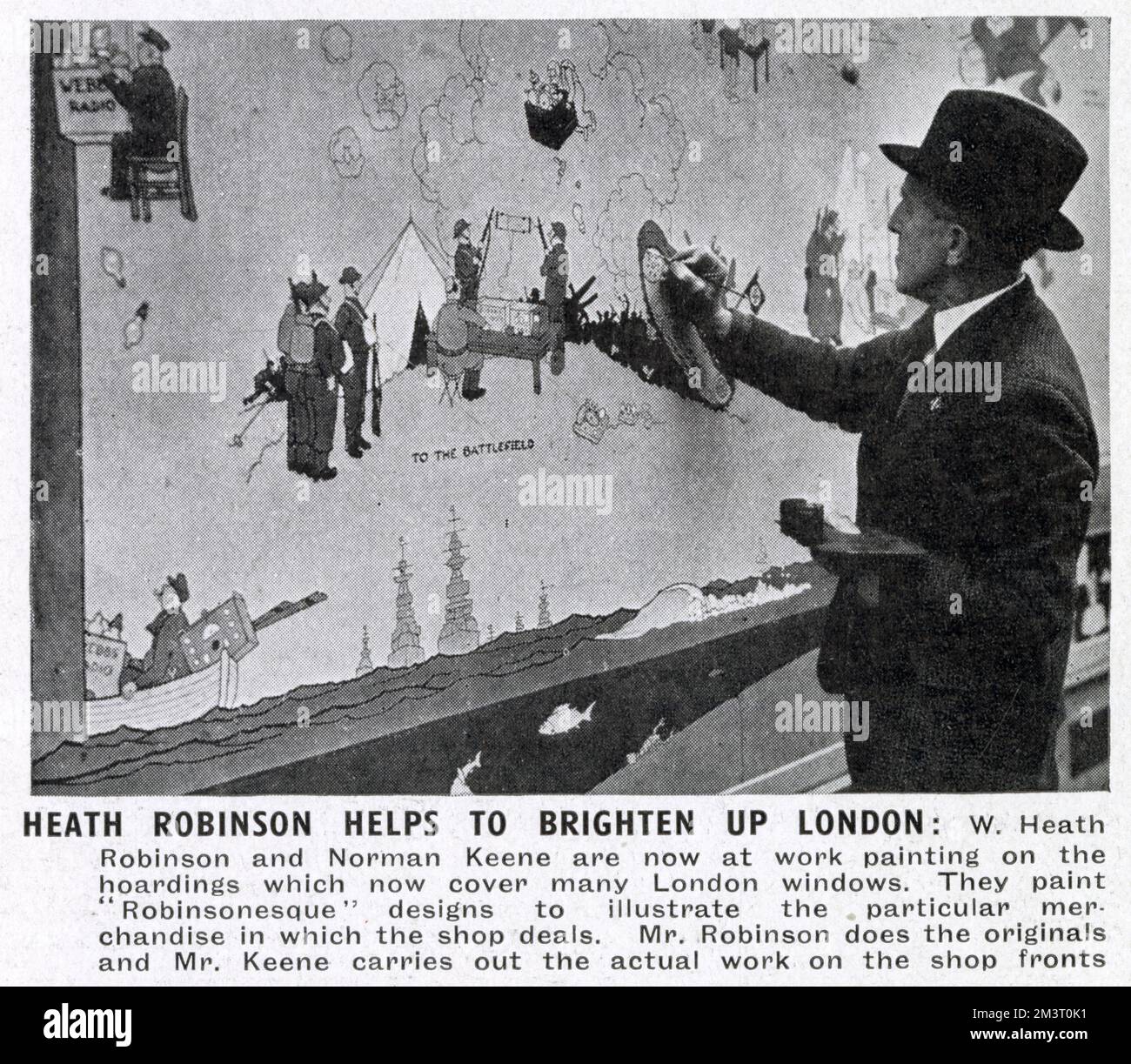 Norman Keene replicates Heath Robinson pics on shop windows Stock Photo ...