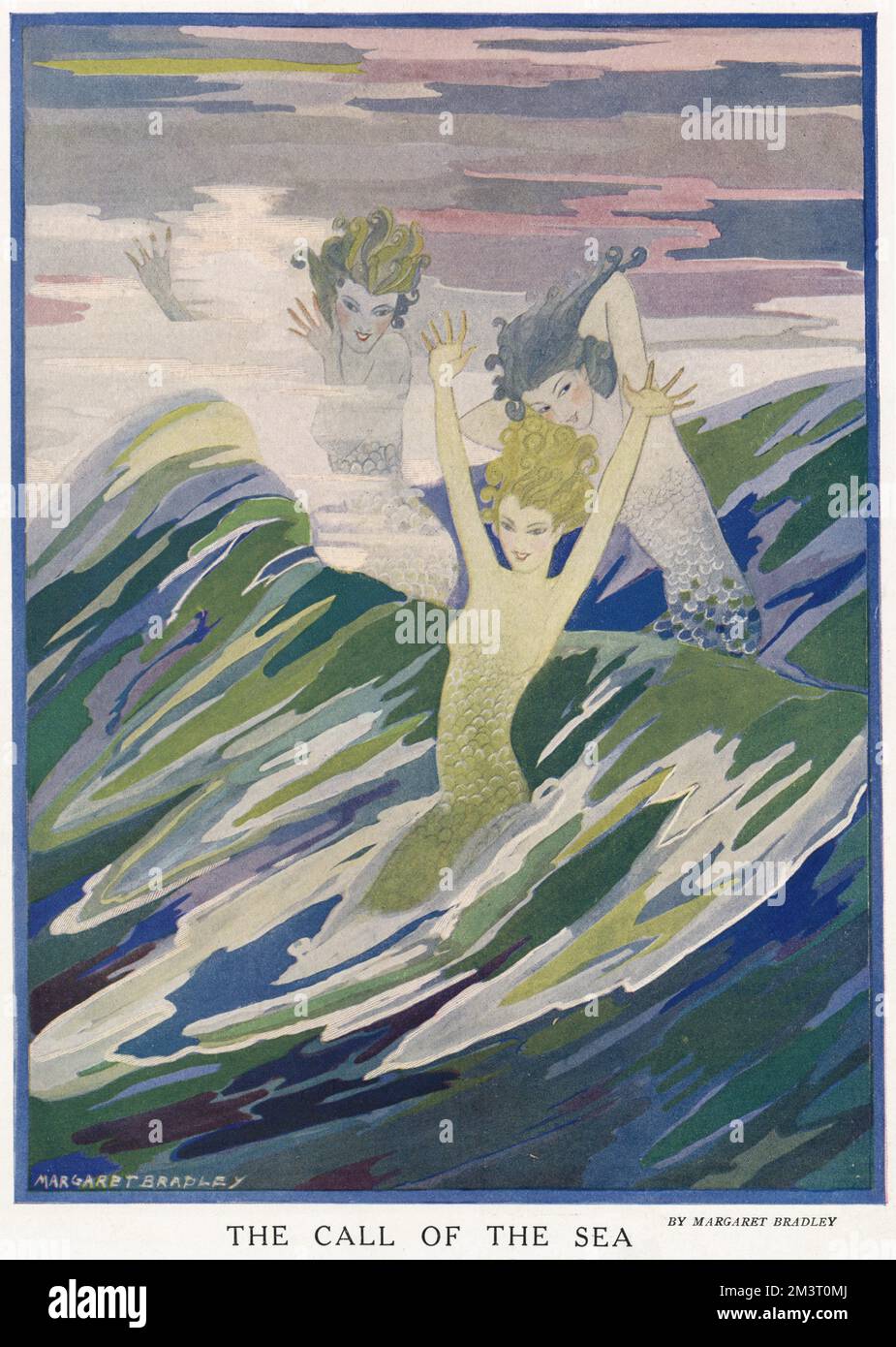 Three playful mermaids (or sirens) play in the sea. Date: 1928 Stock ...