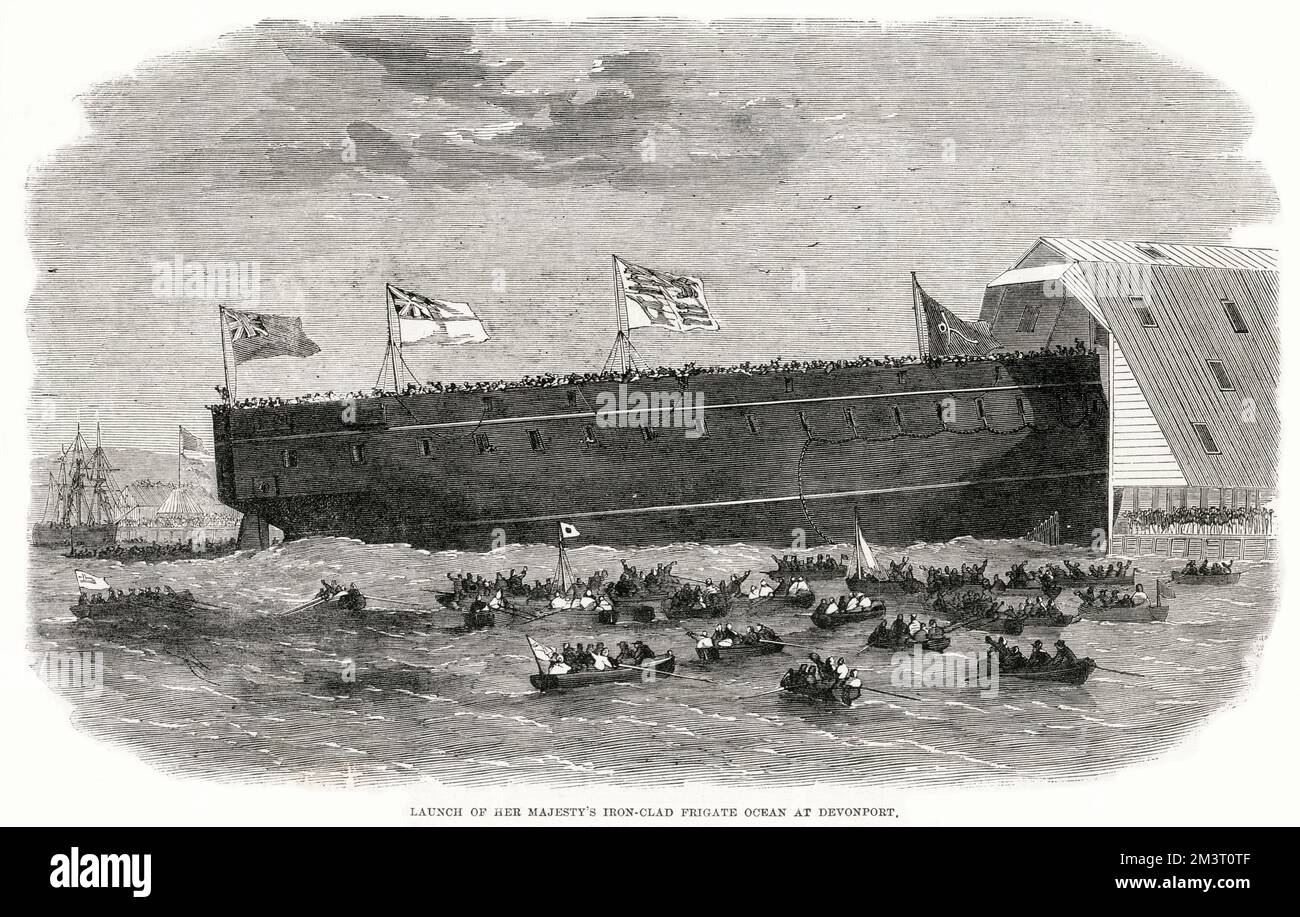 Launch of Her Majesty's Ironclad Frigate at Devonport Stock Photo - Alamy