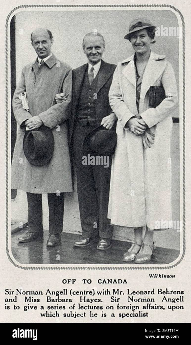 Sir Norman Angell, Leonard Behrens and Barbara Hayes Stock Photo - Alamy
