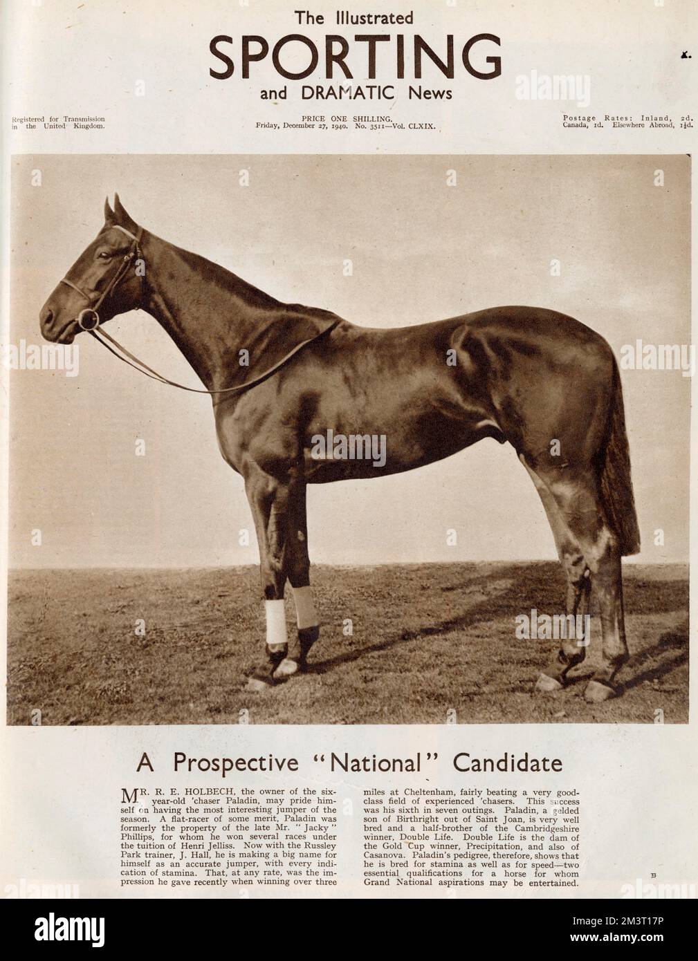 Paladin, front cover of Illustrated Sporting & Dramatic News Stock ...