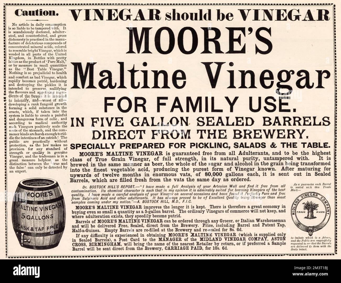 Moore's Maltine Vinegar advertisement Stock Photo - Alamy