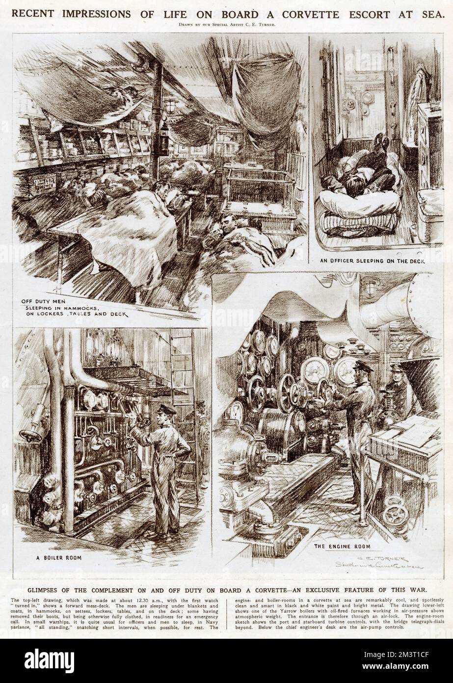 WW2 - Life onboard a corvette escort at sea Stock Photo - Alamy