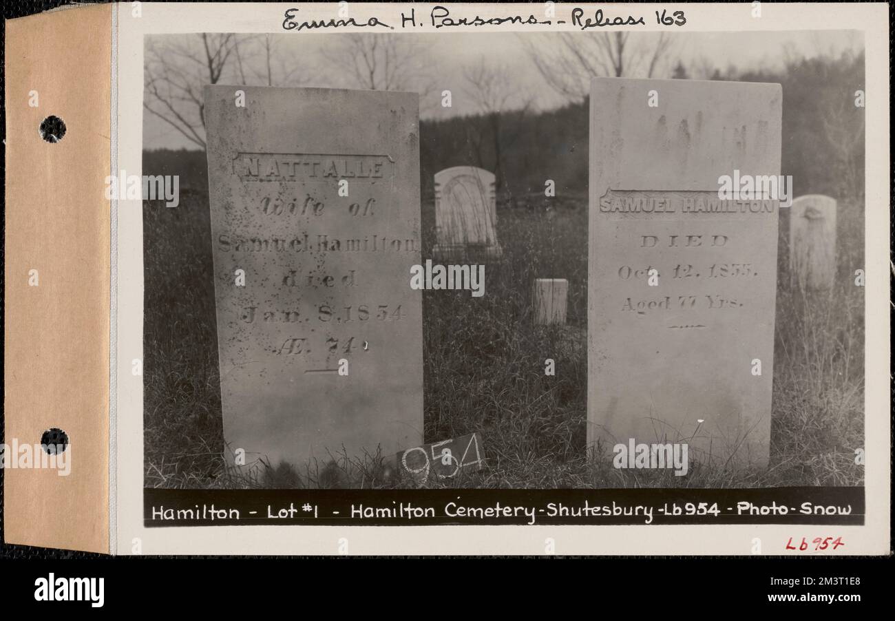 Samuel Hamilton, Hamilton Cemetery, lot 1, Shutesbury, Mass., ca. 1930 ...