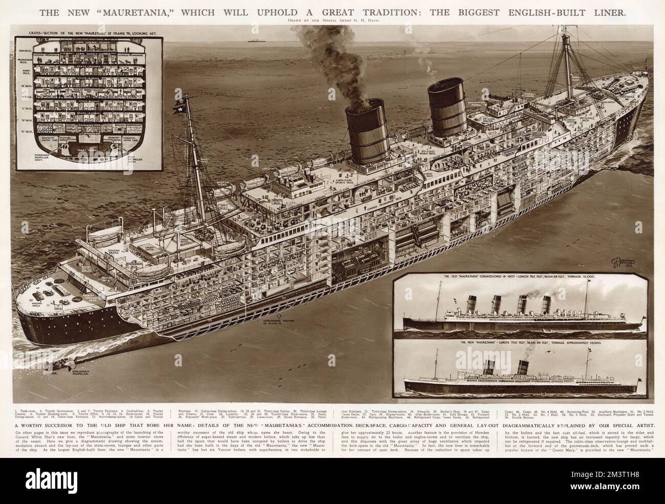 New RMS Mauretania, ocean liner 1938 Stock Photo - Alamy