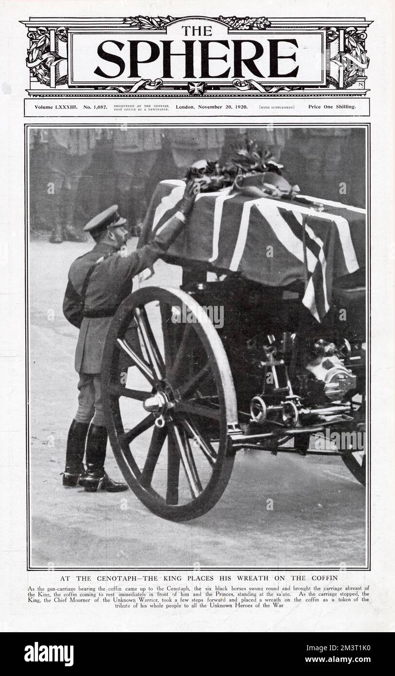 George V putting wreath on Unknown Warrior’s coffin 1920 Stock Photo ...