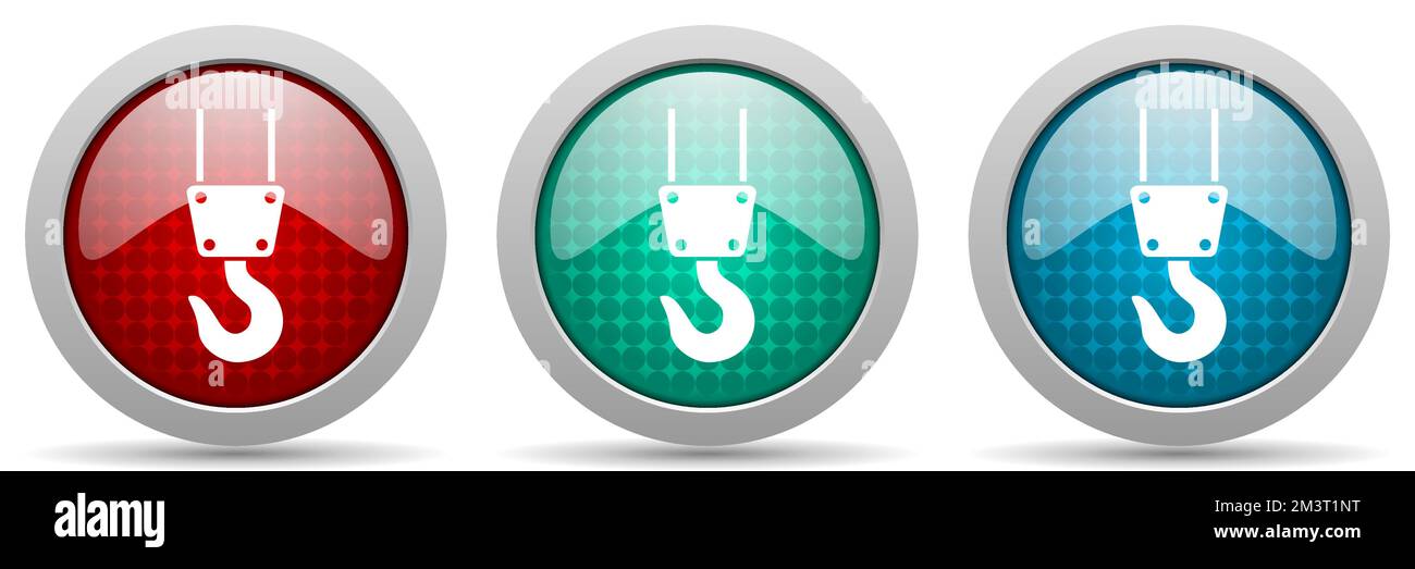 Crane, industry vector icon set, glossy web buttons collection Stock ...