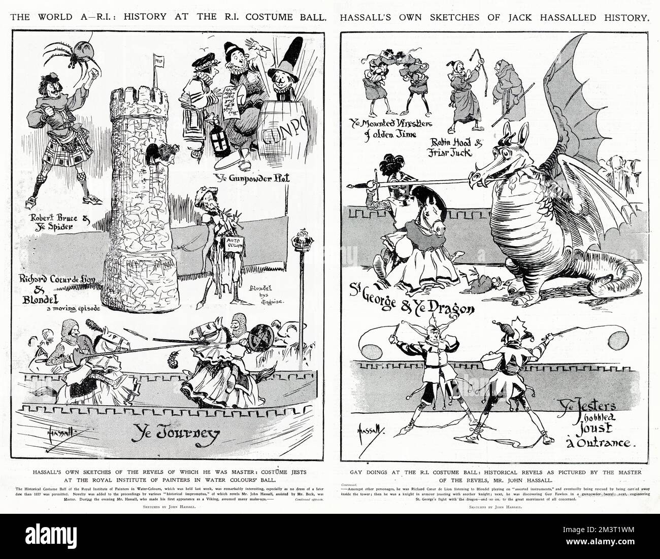 R. I. Historical costume ball by John Hassall Stock Photo - Alamy