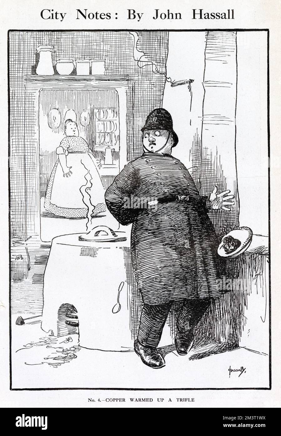 City Notes by John Hassall, Copper Wound Up a Trifle Stock Photo - Alamy