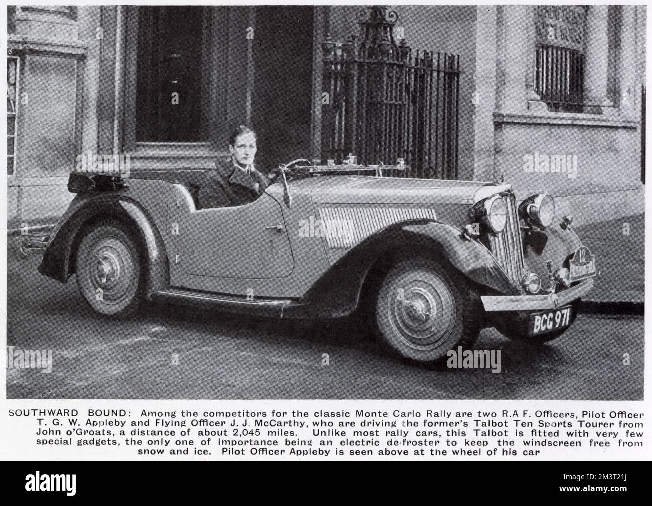 Pilot Officer T G W Appleby in a Talbot Ten Sports Tourer Stock Photo ...