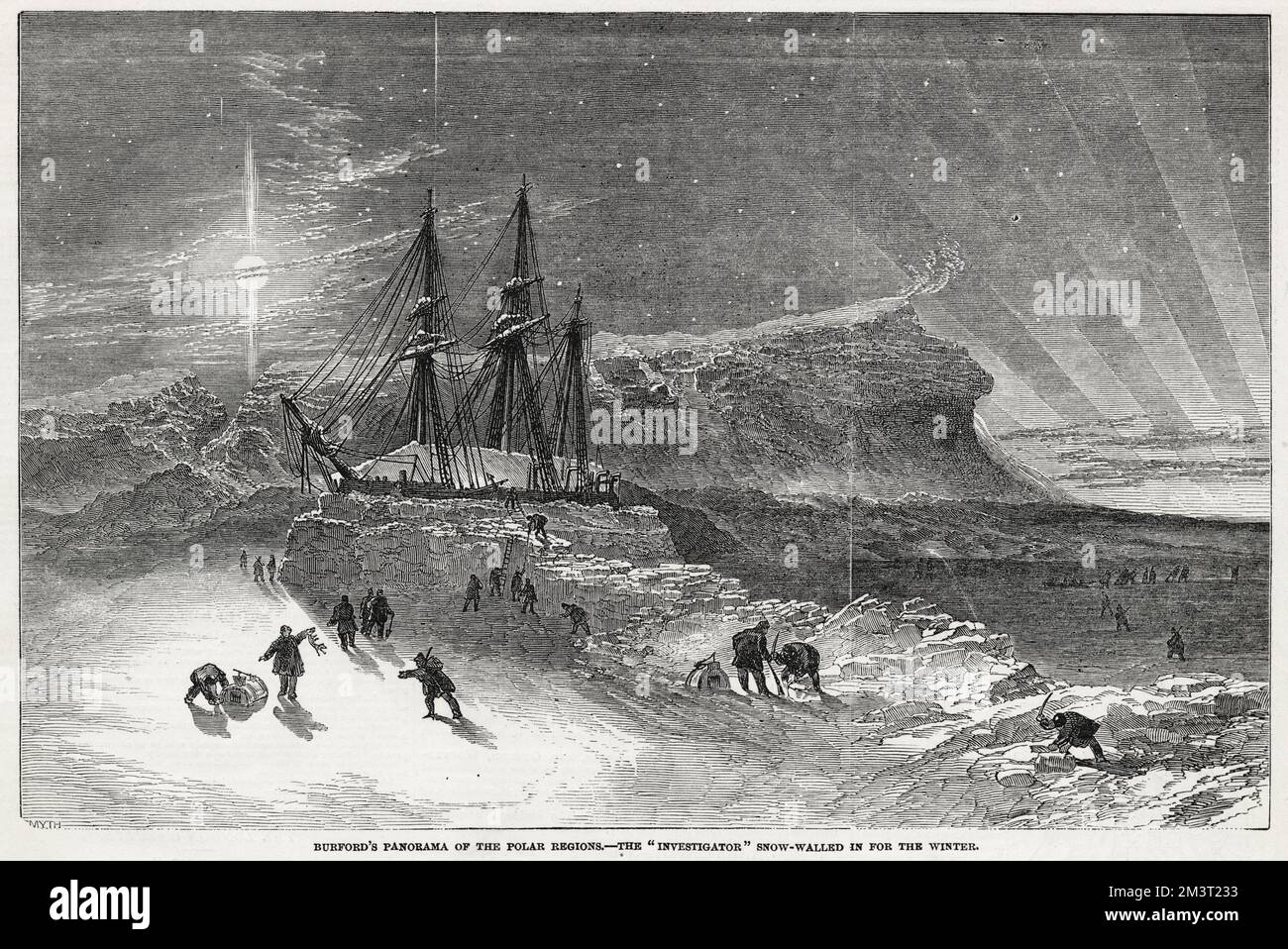 HMS Investigator, one of the ships in the Ross Arctic expedition, snow ...