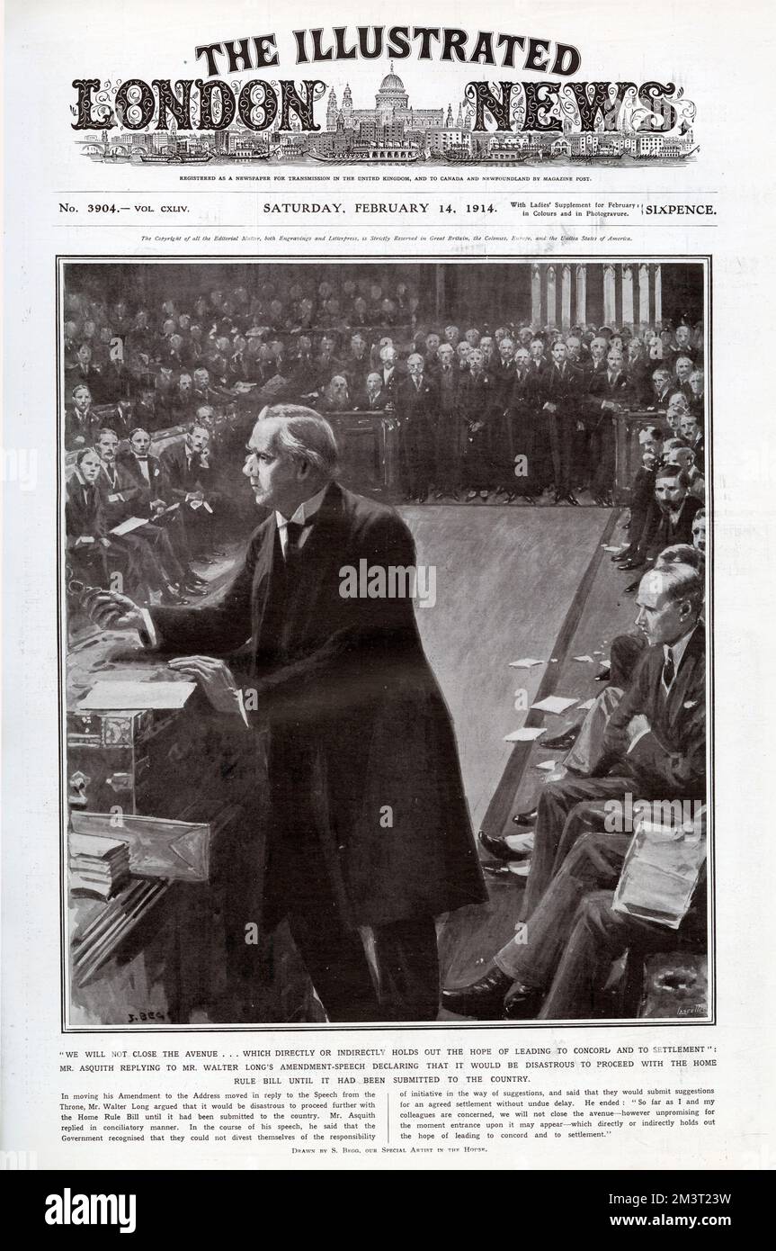 Prime Minister Asquith - Commons Home Rule Bill debate Stock Photo - Alamy