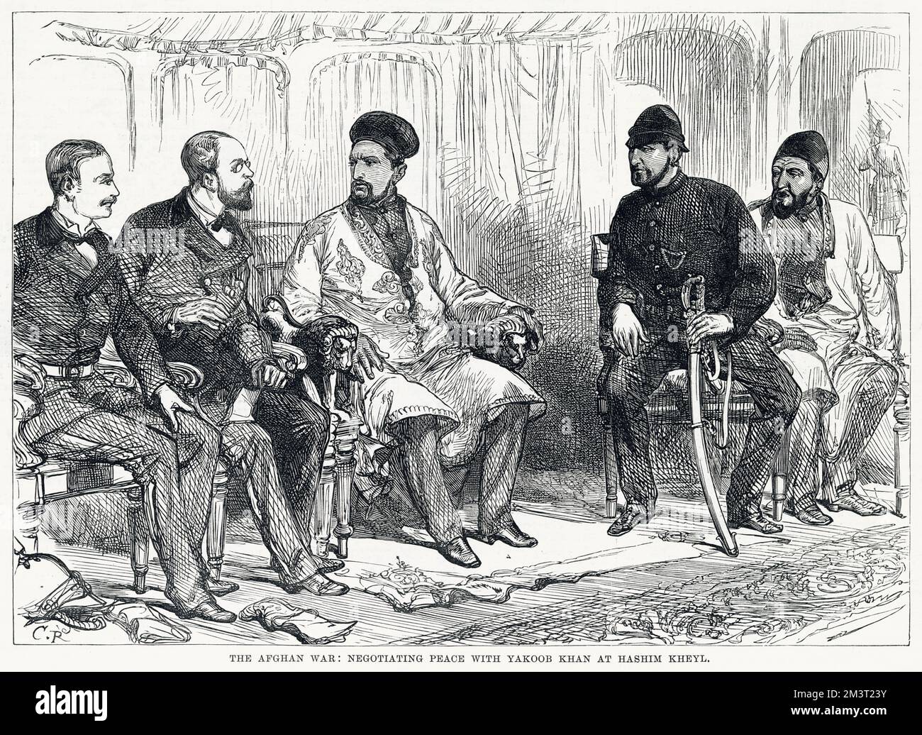 Afghan War: negotiating peace with Yaqub Khan, 1879 Stock Photo - Alamy