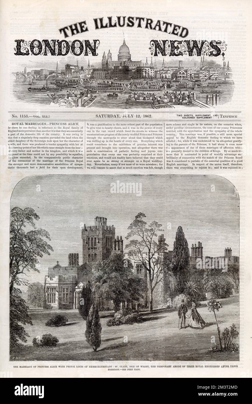 ILN front cover, 12 July 1862 - Alice & Louis Hesse Stock Photo - Alamy