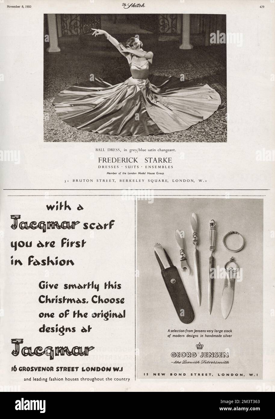 Advertisements - Frederick Starke, Jacqmar, Georg Jensen Stock Photo ...