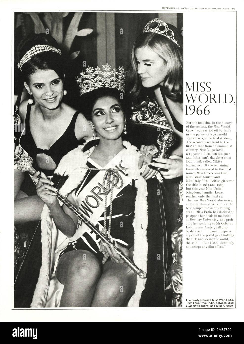Winner of Miss World, Miss India - 23 year-old Reita Faria, a medical ...