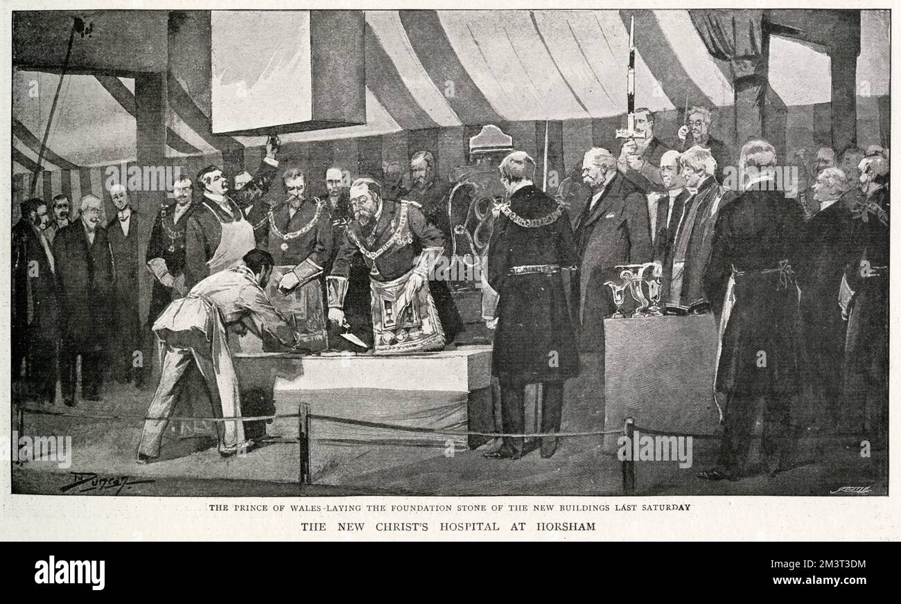 The Prince of Wales (later Edward VII) laying the foundation stone of ...