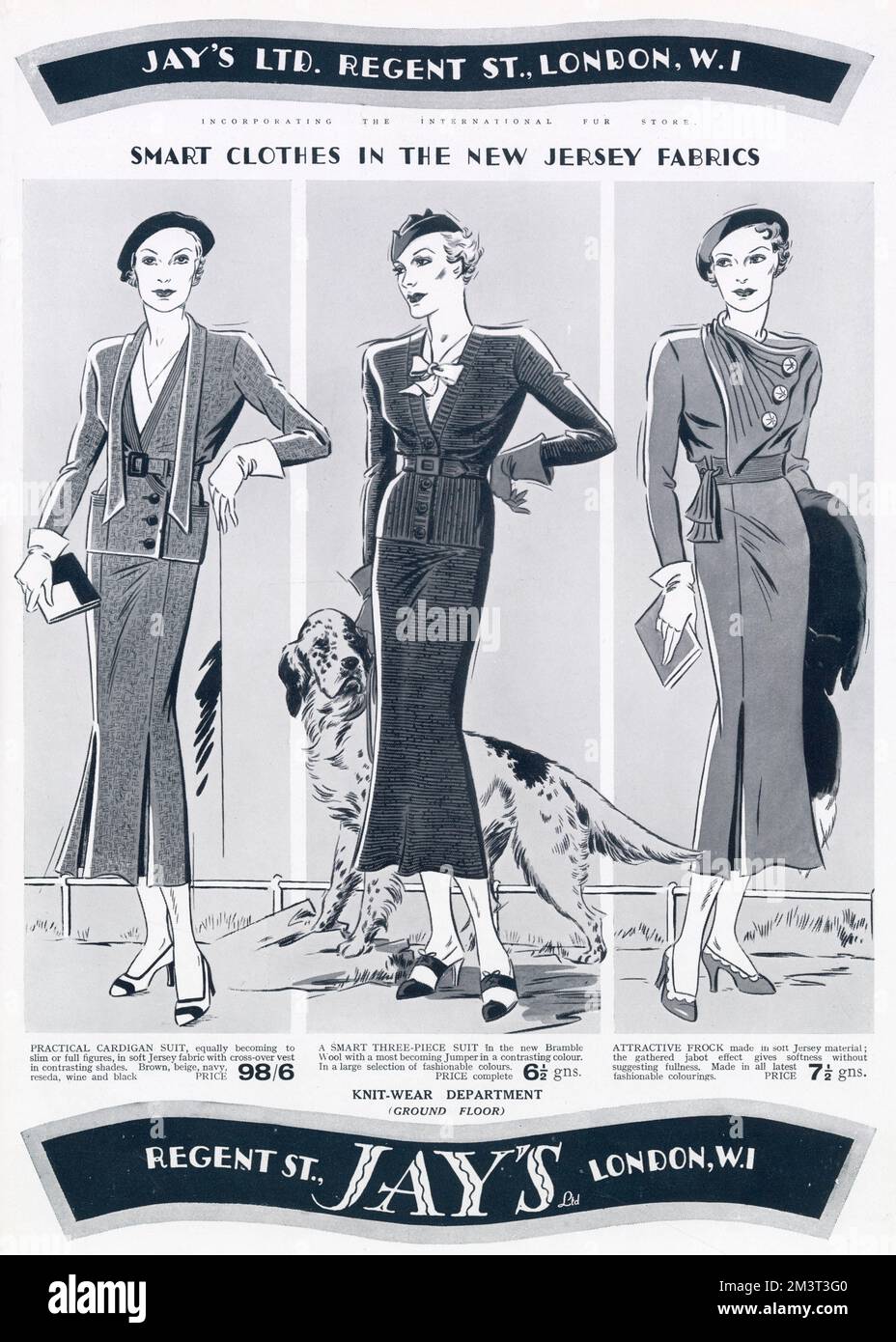 Advert for Jay's smart clothing 1935 Stock Photo - Alamy