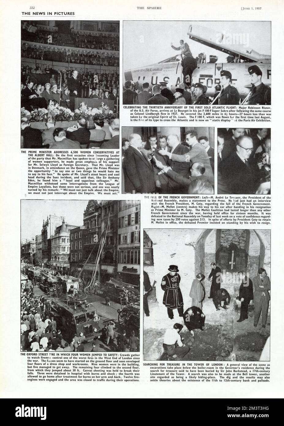 Page from The Sphere - Saturday June 1, 1957 p332 Stock Photo - Alamy