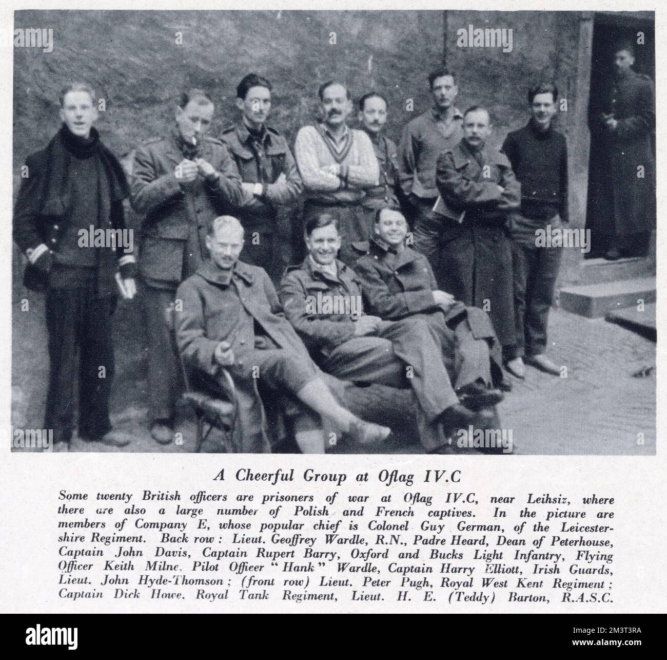 Group of British officers of Company E, Leicestershire Regiment, held ...