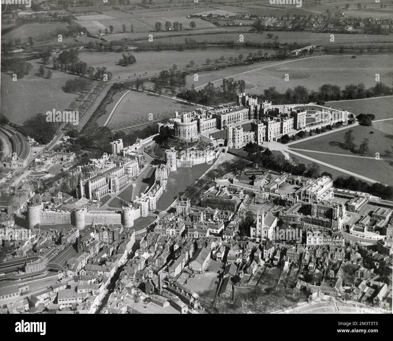 Aerial photograph of Windsor Castle and surrounding area Stock Photo ...