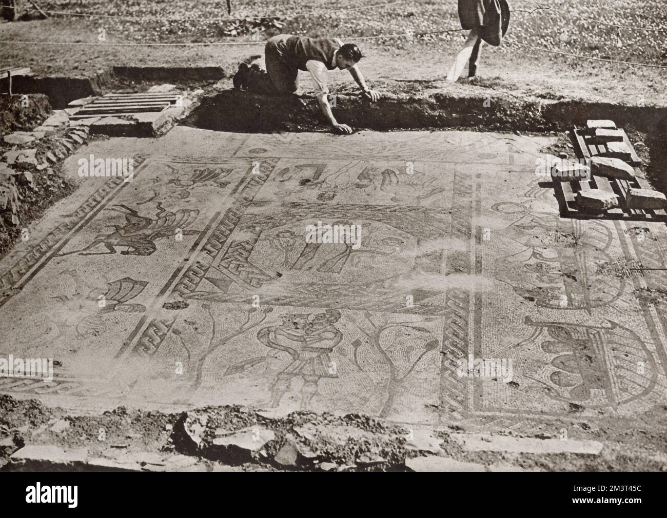 Roman mosaic pavement at Low Ham Stock Photo - Alamy