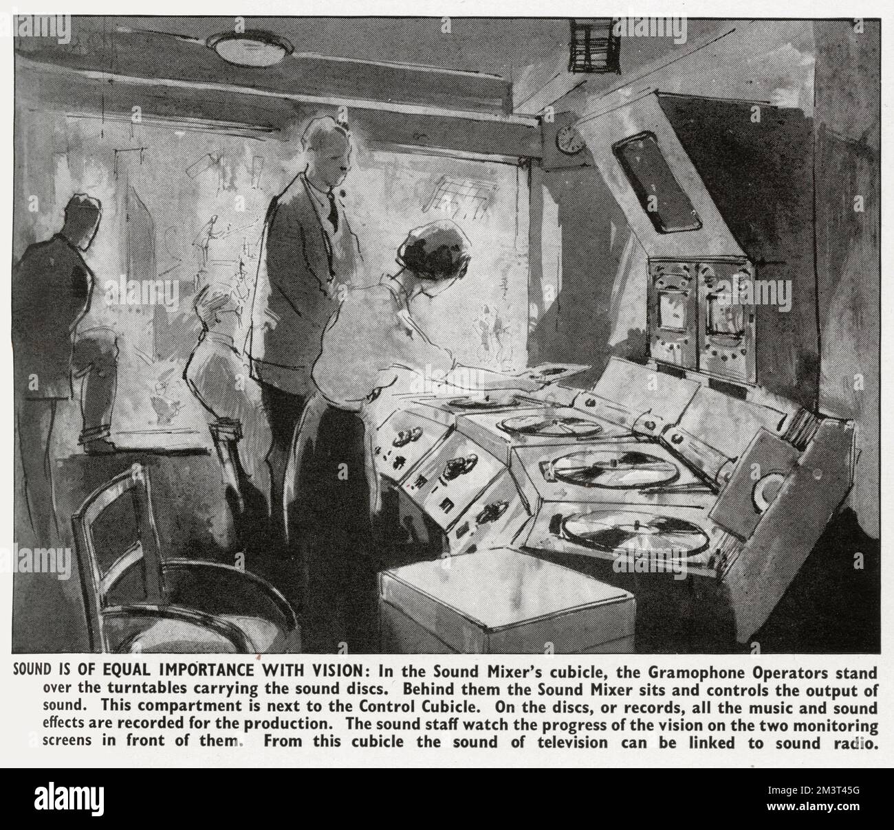 BBC production of a television play - sound mixer's cubicle Stock Photo ...