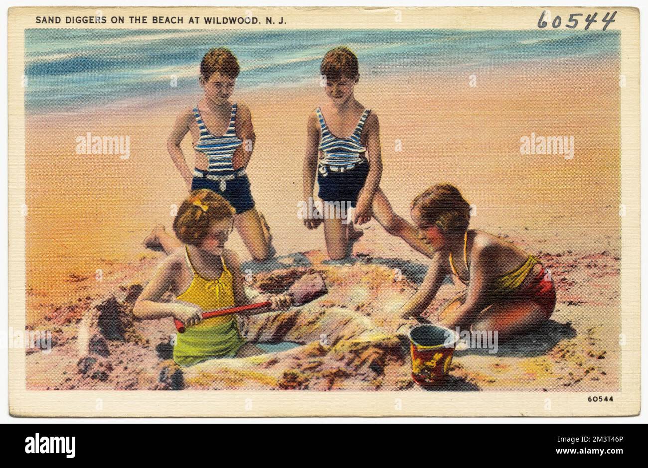 Sand diggers on the beach at Wildwood, N. J. , Beaches, Tichnor ...