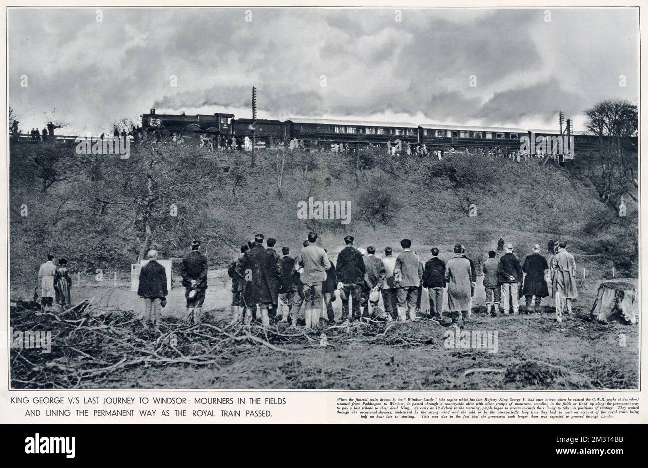 Evocative photograph showing mourners watching as the 'Royal Windsor ...
