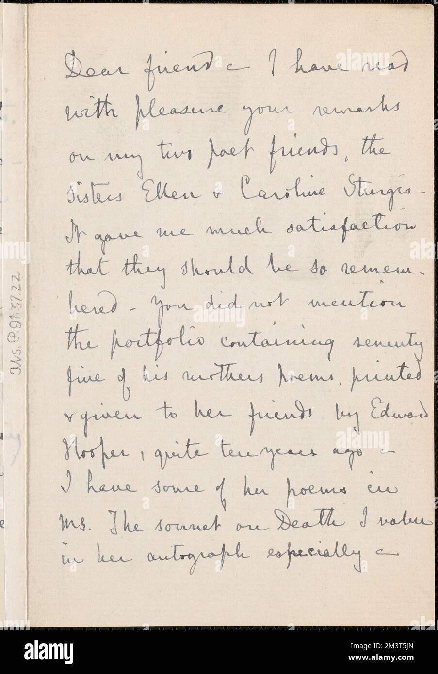 Sarah Freeman Clarke autograph letter signed to Thomas Wentworth ...