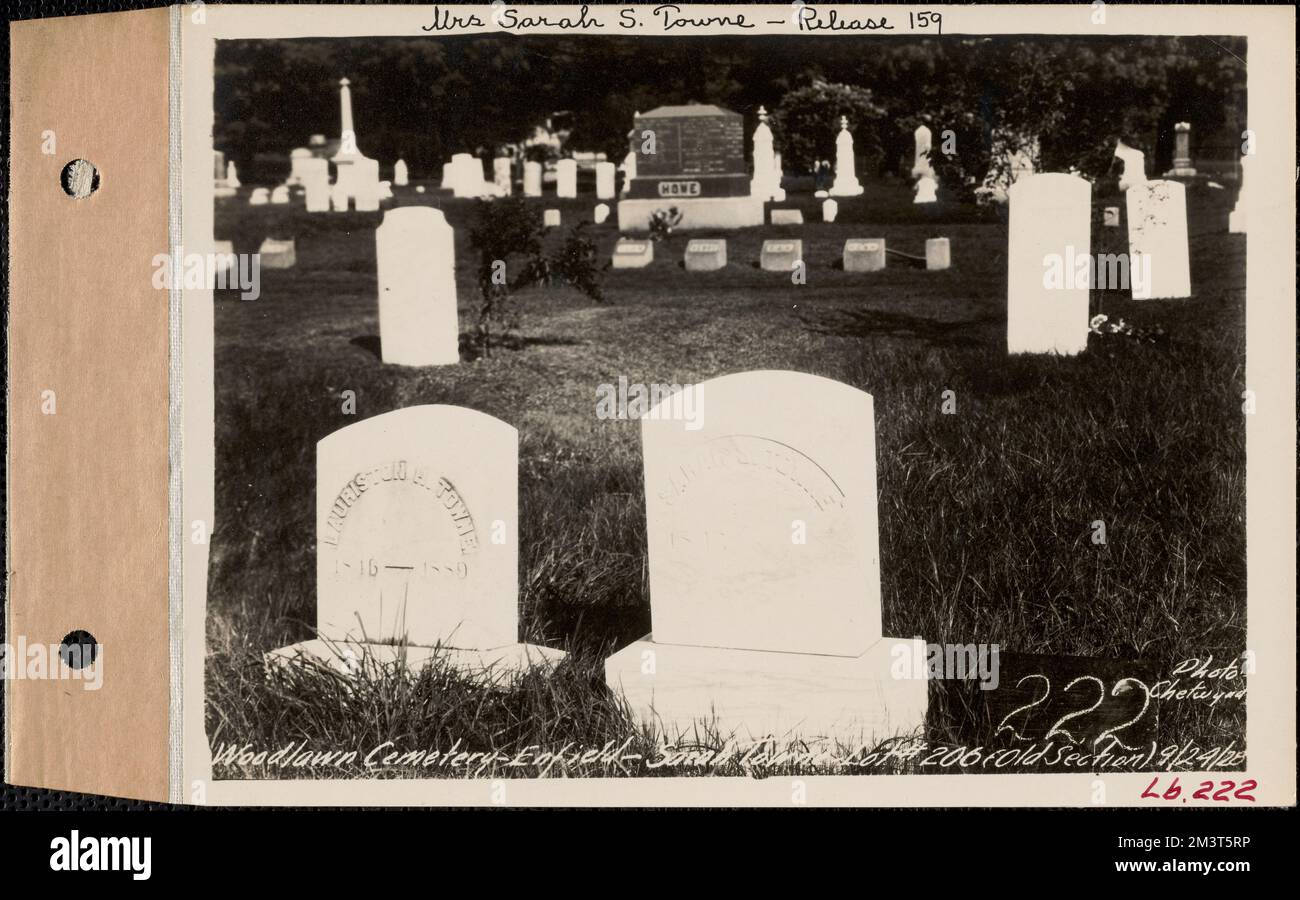 Sarah Towne, Woodlawn Cemetery, old section, lot 206, Enfield, Mass ...