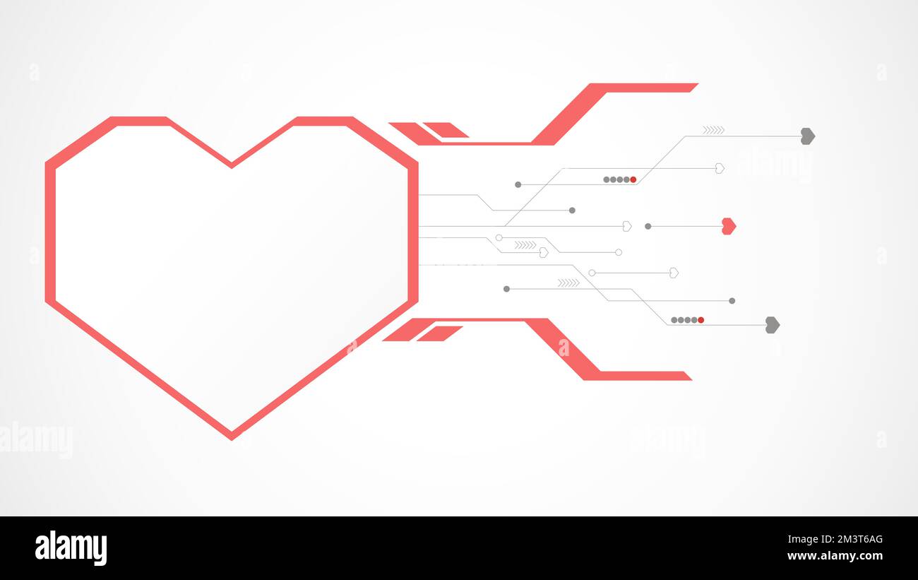 white red heart technology valentine background abstract. technology ...