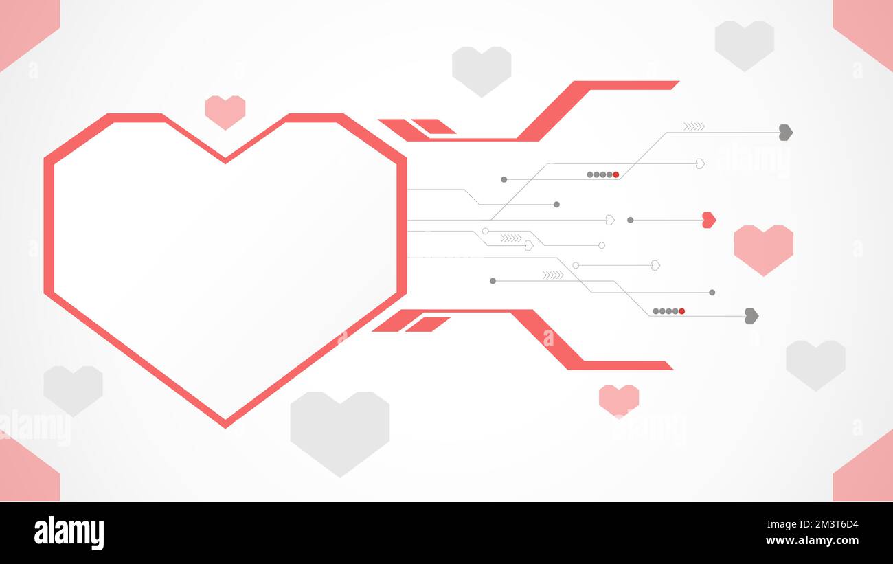white red heart technology valentine background abstract. technology ...