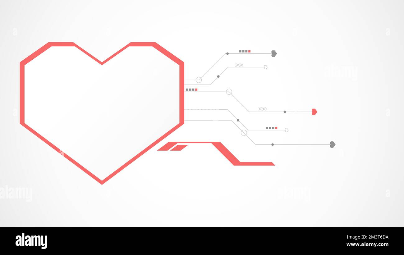 white red heart technology valentine background abstract. technology ...