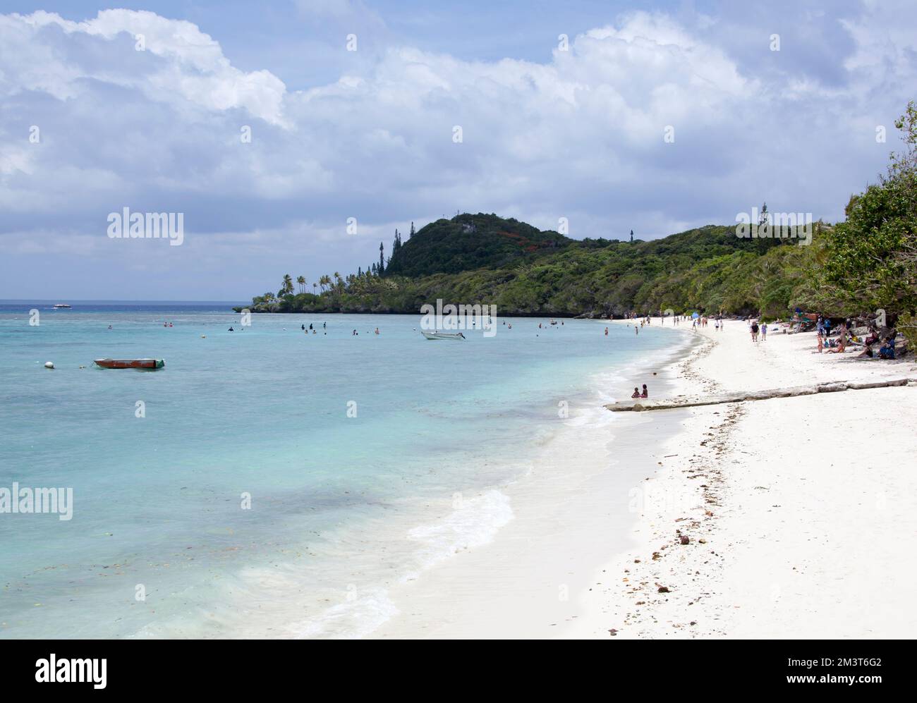 The sandy beach and a tropical landscape in Easo village on Lifou ...