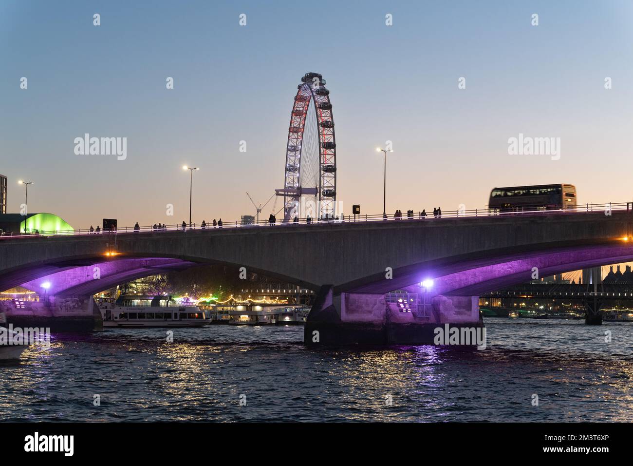 South bank London and the Waterloo Bridge On the River Thames Stock ...