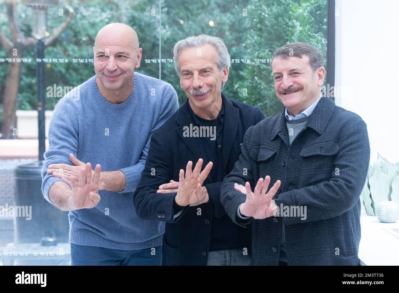 Rome, Italy. 16th Dec, 2022. Actors Aldo Baglio, Giovanni Storti and ...