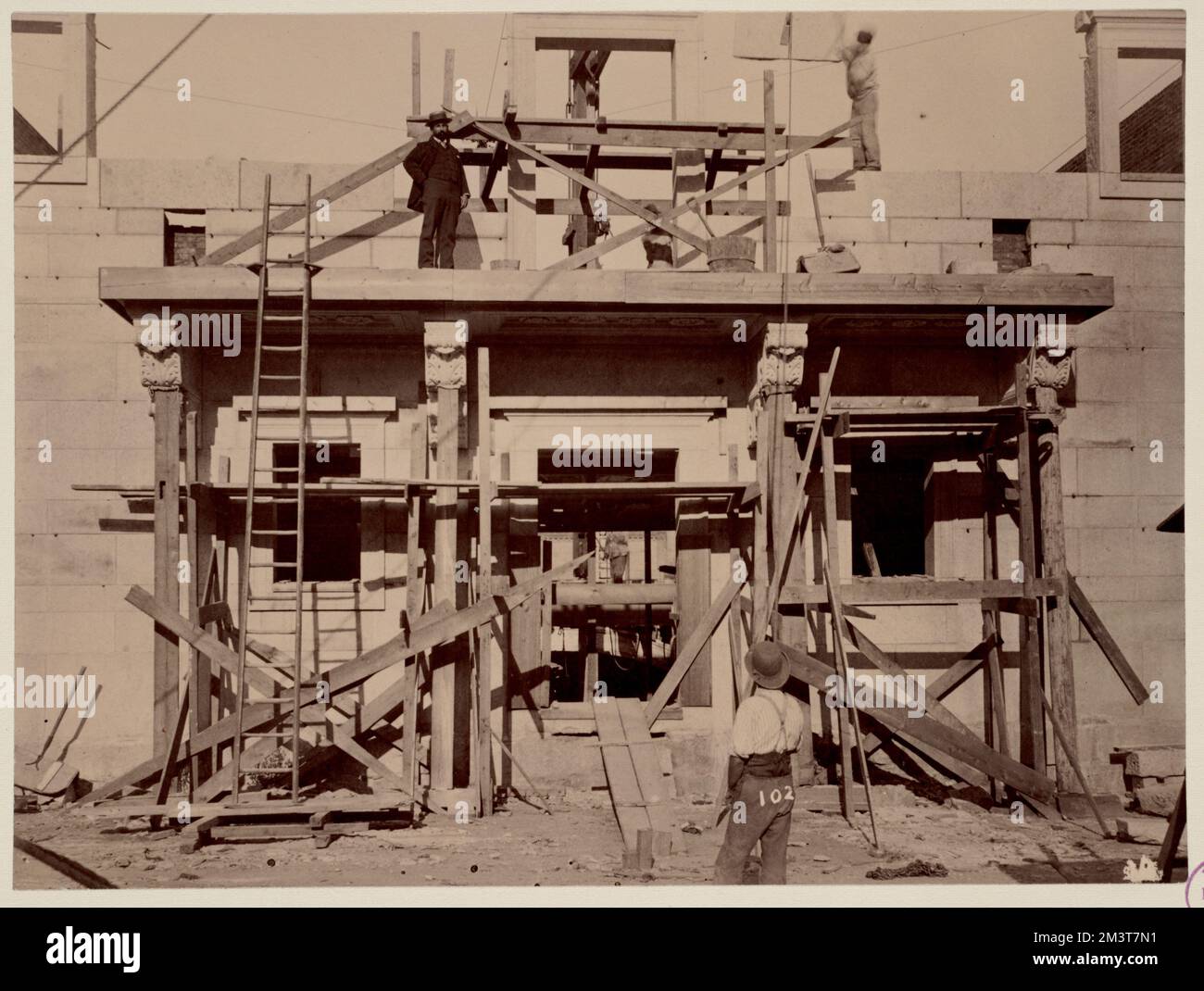 Scaffolding for the Courtyard balcony, construction of the McKim ...