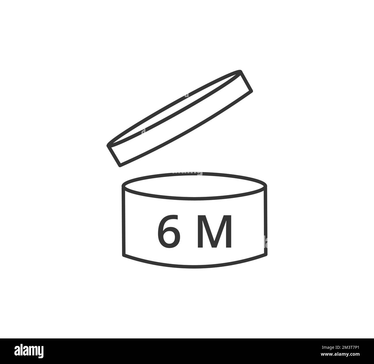 Period After Opening icon, six months. Concept of labels and products ...