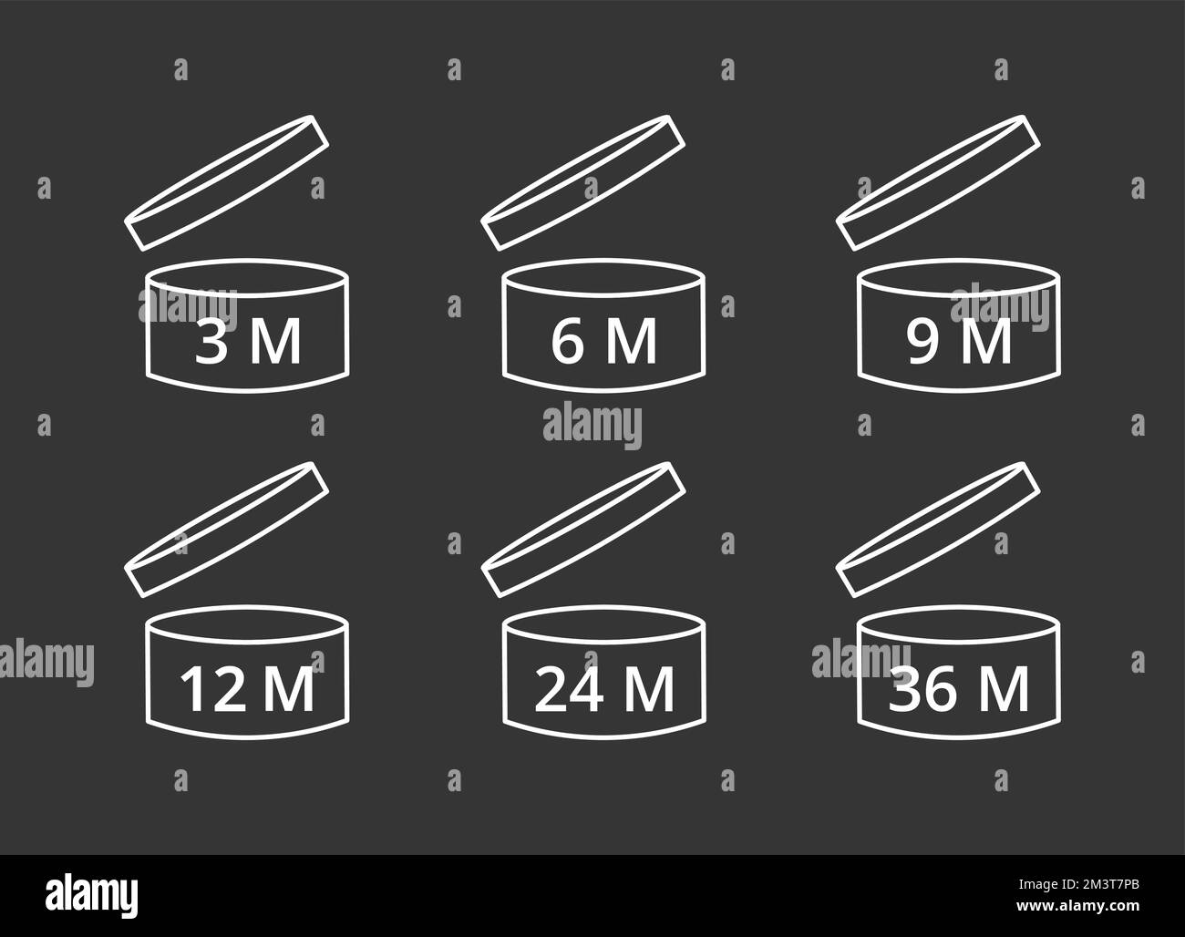 Period After Opening icons on black background. Concept of labels and ...