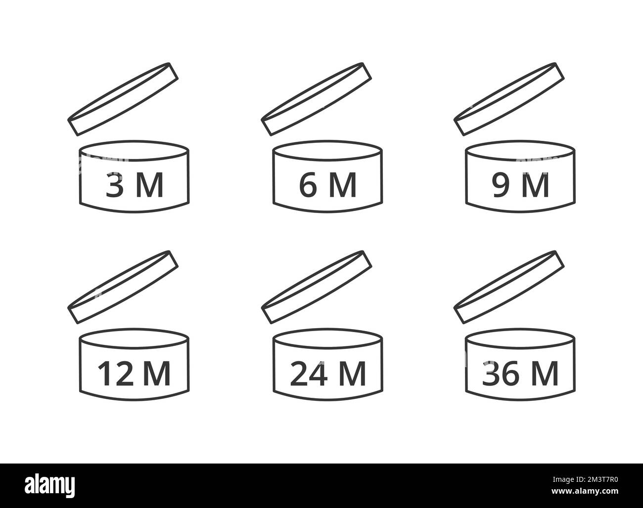 Set of Period After Opening icon. Concept of labels and products Stock ...