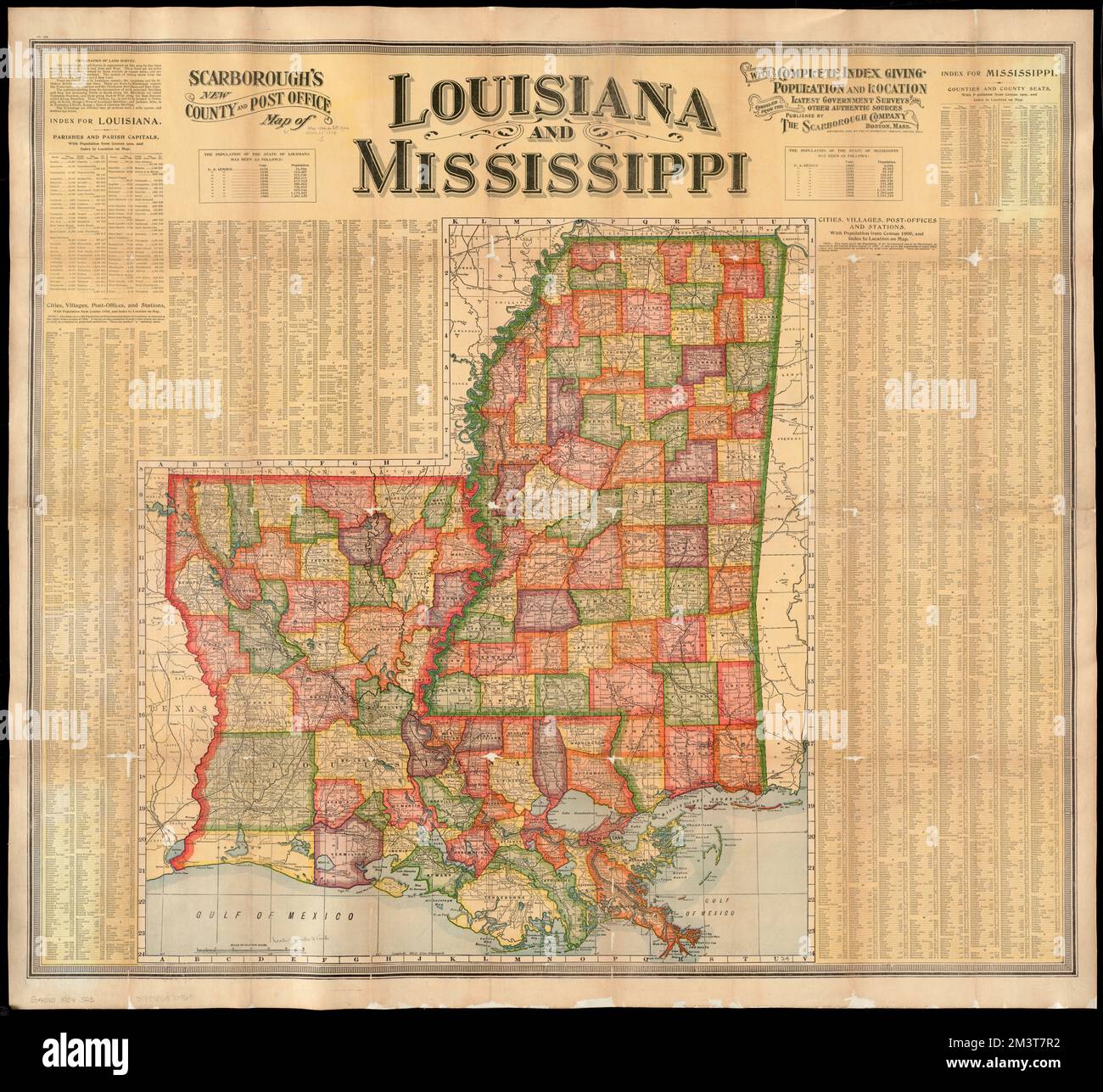 Scarborough's new county and post office map of Louisiana and ...