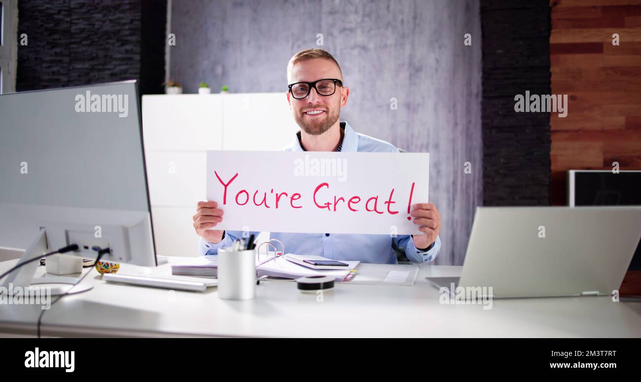 Compliment And Praise Message Sign. Business Concept Note Stock Photo ...