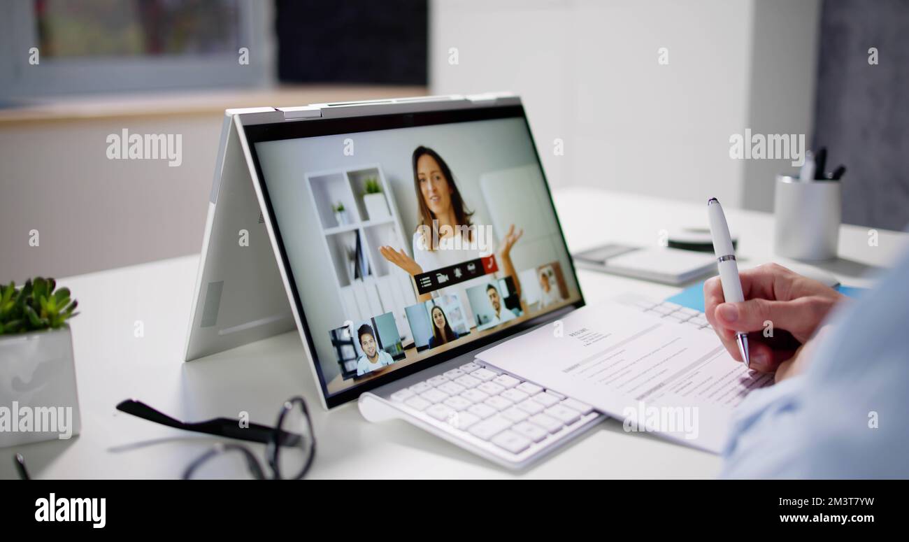 Virtual Job Interview Webcast Using Online Video Conference Stock Photo ...