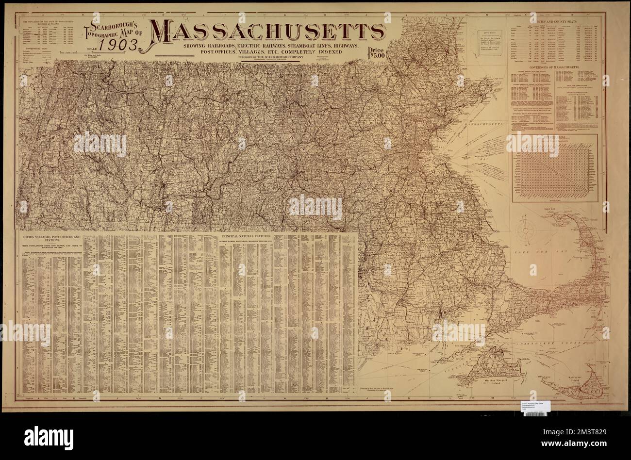 Scarborough's topographic map of Massachusetts : showing railroads ...